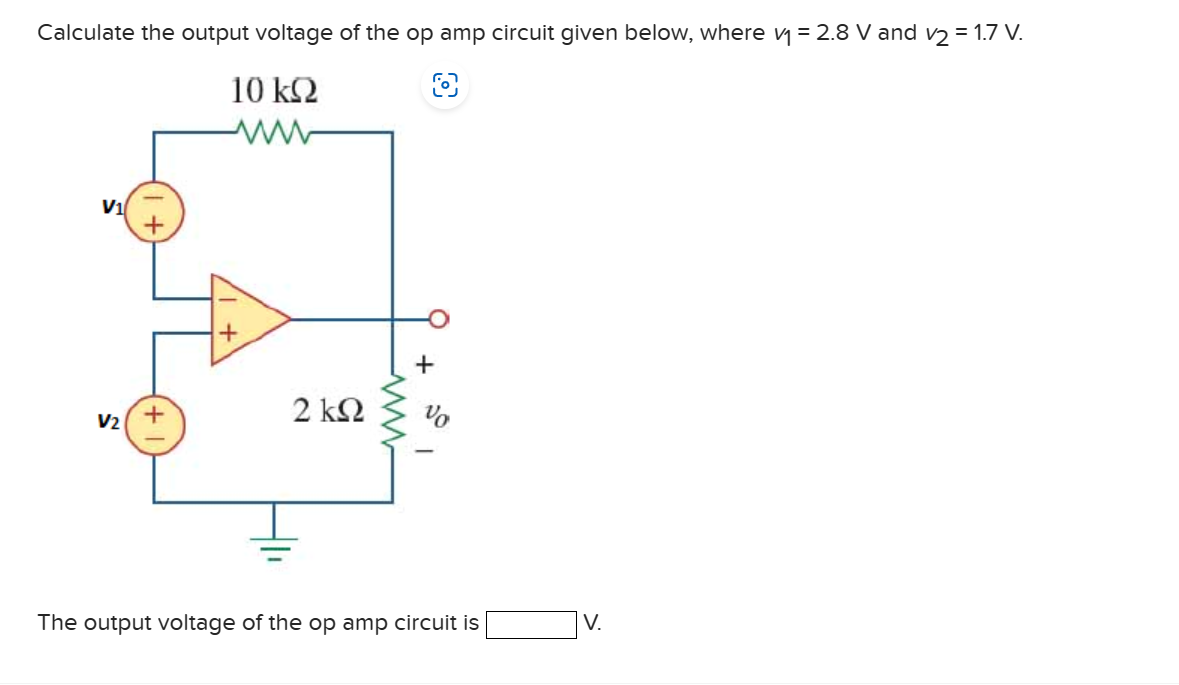 Solved Calculate the output voltage of the op amp circuit | Chegg.com