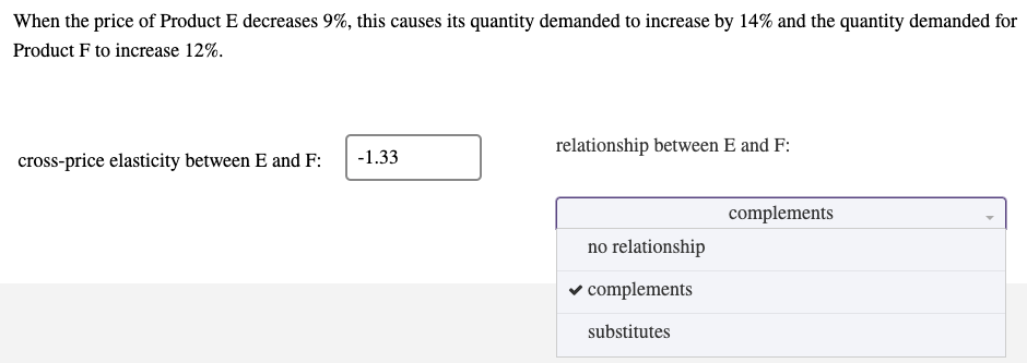 Solved For each scenario, calculate the cross-price | Chegg.com