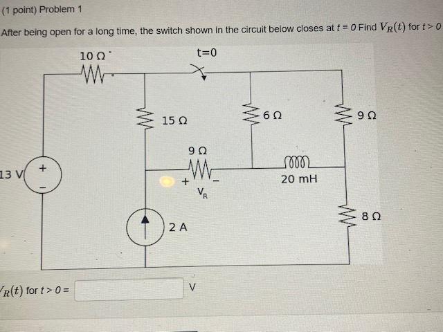 Solved (1 point) Problem 1 After being open for a long time, | Chegg.com