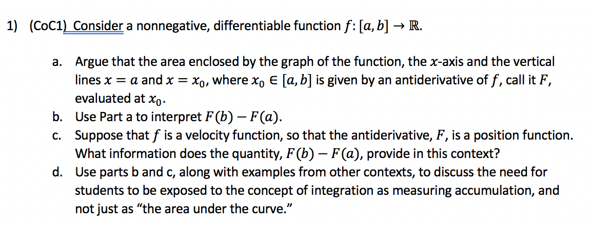 Solved 1) (CoC1) Consider a nonnegative, differentiable | Chegg.com