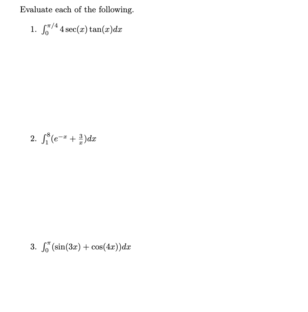 Solved Evaluate each of the following. 1. | Chegg.com