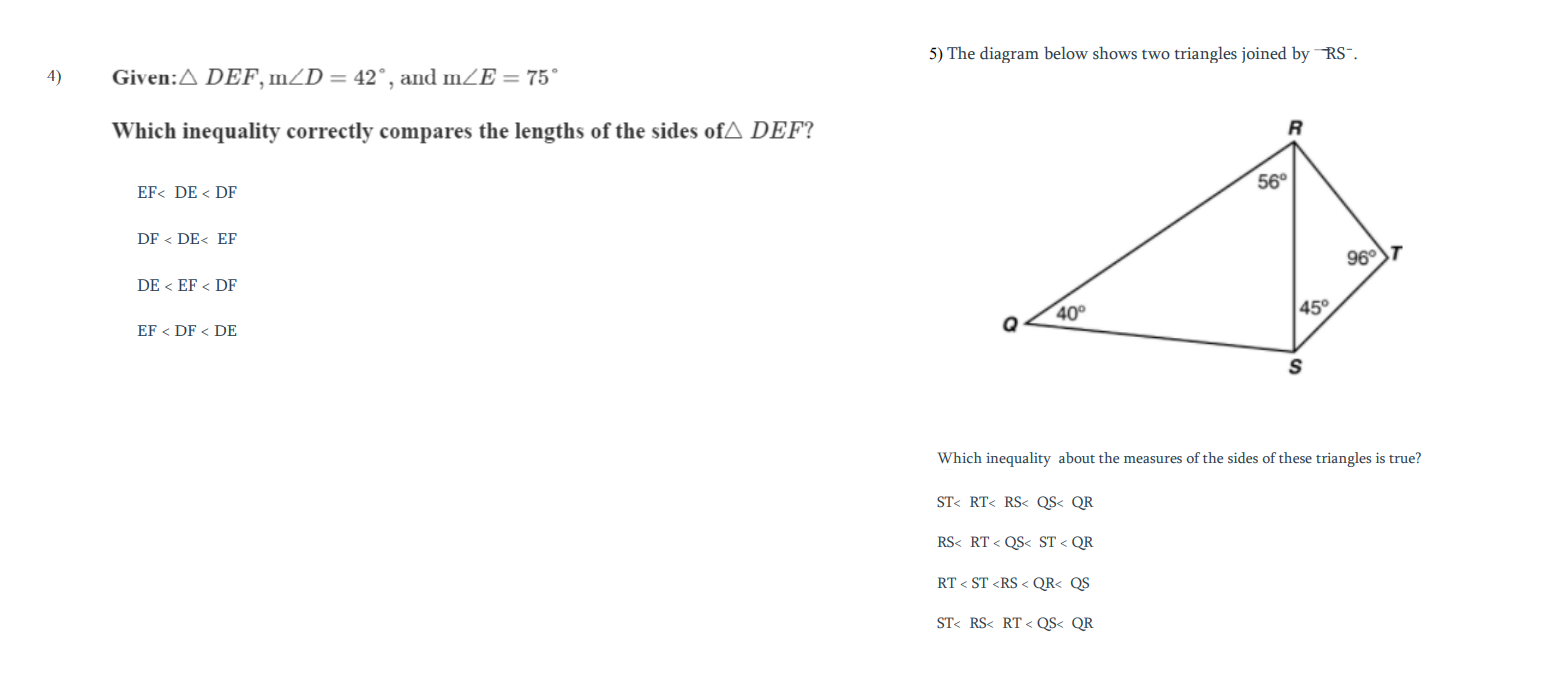 Solved 5) The diagram below shows two triangles joined by | Chegg.com