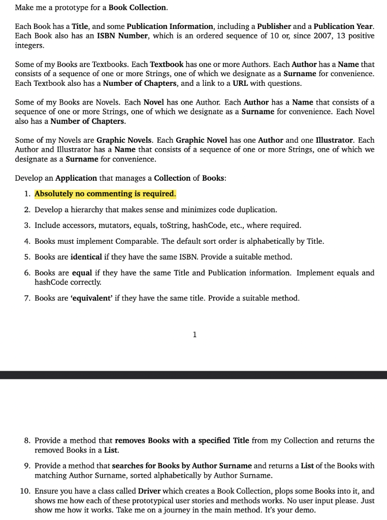 Solved Make me a prototype for a Book Collection. Each Book | Chegg.com