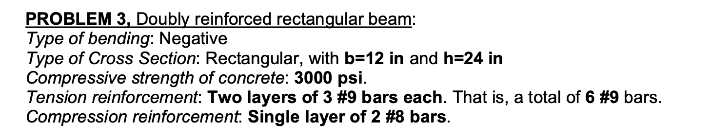 Solved PROBLEM 3, Doubly reinforced rectangular beam: Type | Chegg.com