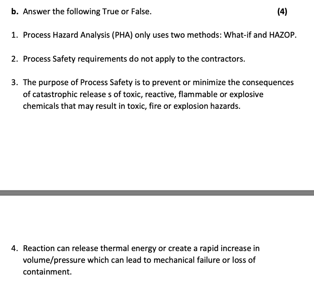 Solved b. Answer the following True or False. (4) 1. Process | Chegg.com