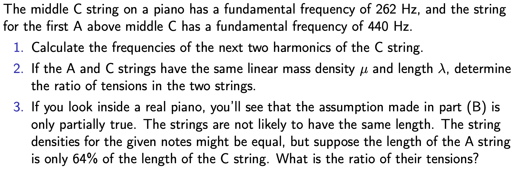 Solved The middle C string on a piano has a fundamental | Chegg.com