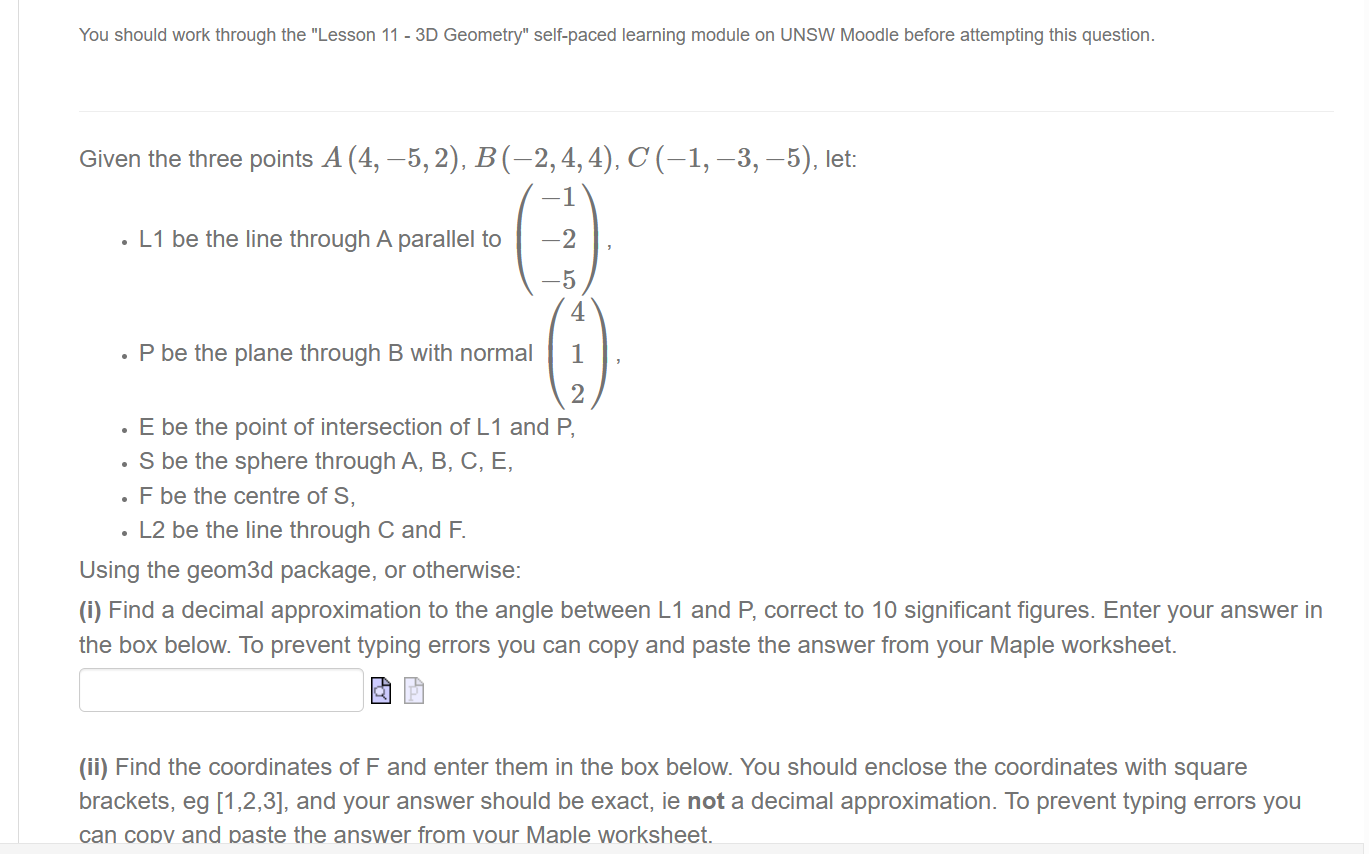 Solved You should work through the "Lesson 11 - 3D Geometry" | Chegg.com