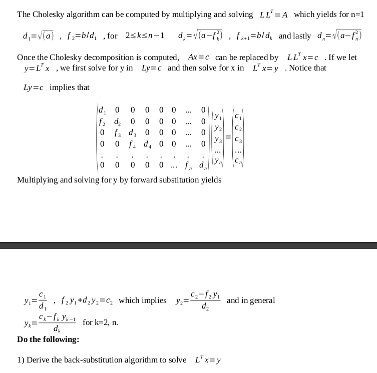 Solved The Cholesky algorithm can be computed by multiplying | Chegg.com