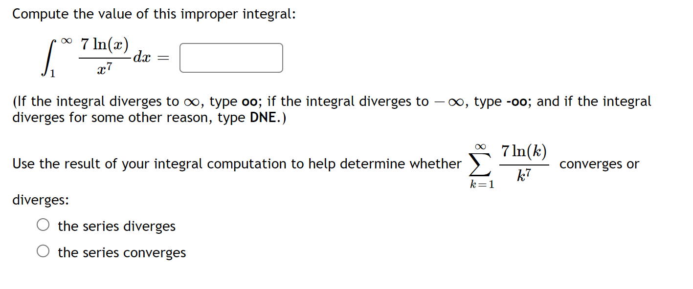 Solved Compute the value of this improper integral: | Chegg.com