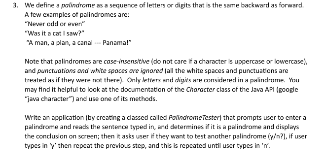 Solved We define a palindrome as a sequence of letters or | Chegg.com