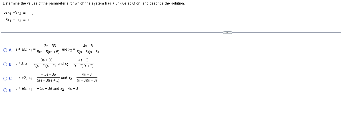 Solved Determine The Values Of The Parameter S For Which The