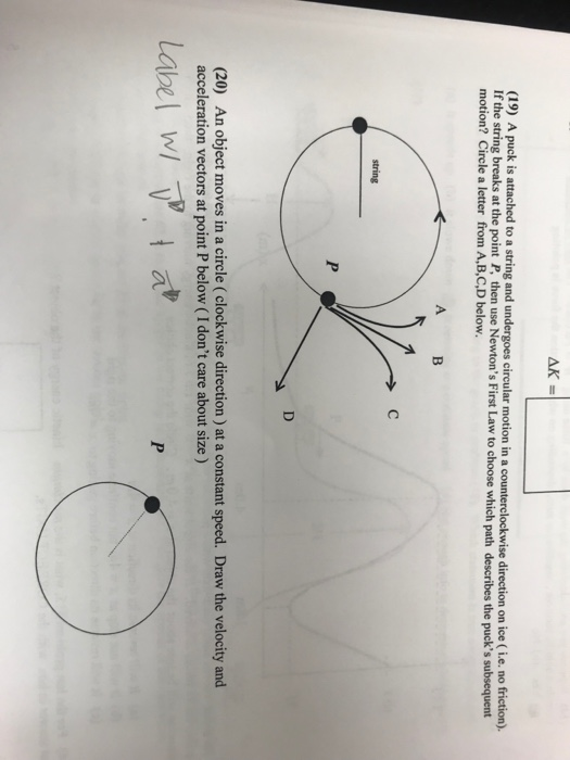 Solved puck is attached to a string and undergoes circular | Chegg.com