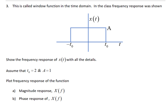 Solved 3. This is called window function in the time domain. | Chegg.com
