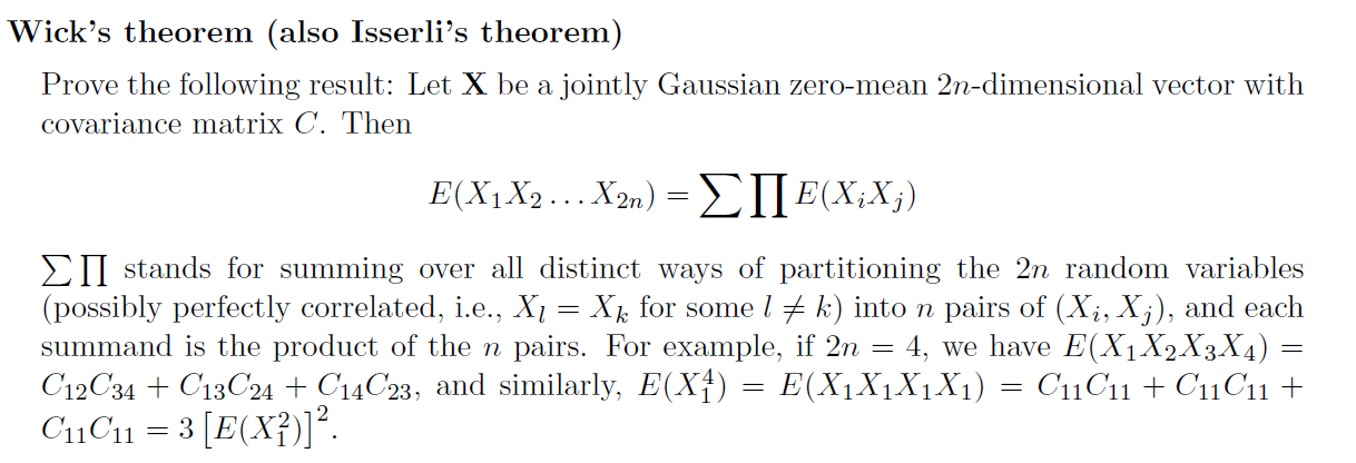 Wick's theorem (also Isserli's theorem) Prove the | Chegg.com