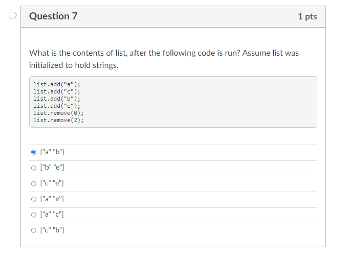 Solved Question 3 1 Pts For The Following Code What Is