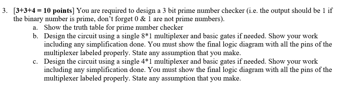 Solved 3. [3+3+4 = 10 points] You are required to design a 3 | Chegg.com