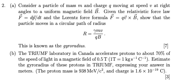 Solved m 2. (a) Consider a particle of mass m and charge q | Chegg.com