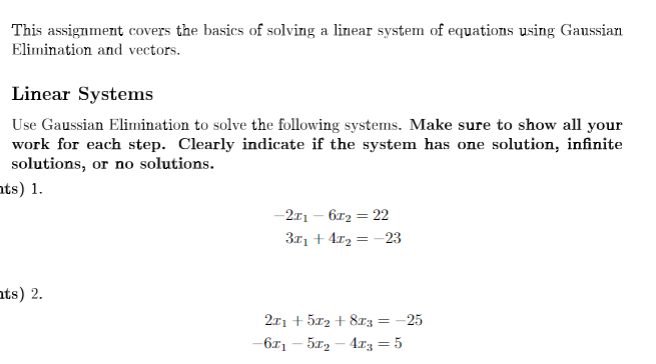 Solved Elimination and vectors.Linear SystemsUse Gaussian | Chegg.com