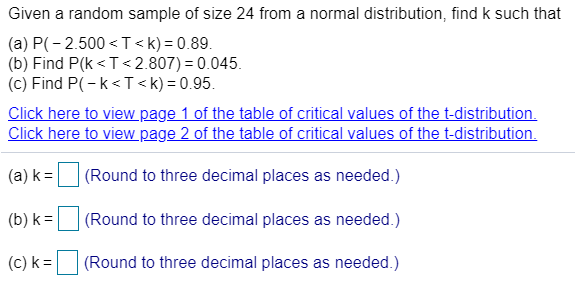 Solved Given a random sample of size 24 from a normal | Chegg.com