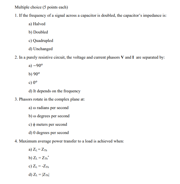 Solved Multiple choice (5 points each) 1. If the frequency | Chegg.com