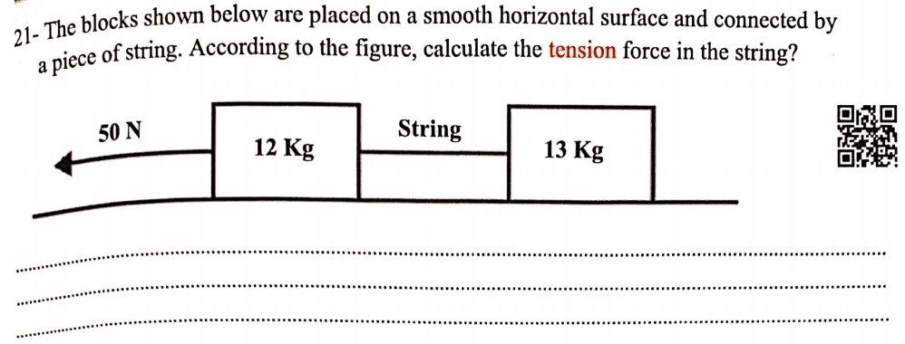 Solved 21- The blocks shown below a piece of string. A | Chegg.com
