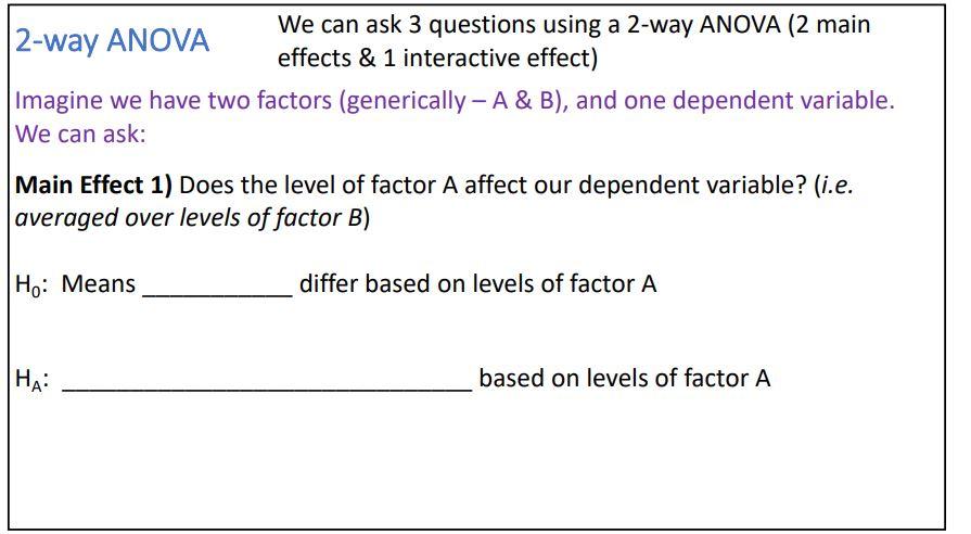 Variables in a 2-way ANOVA2-way ANOVA We can ask 3 | Chegg.com