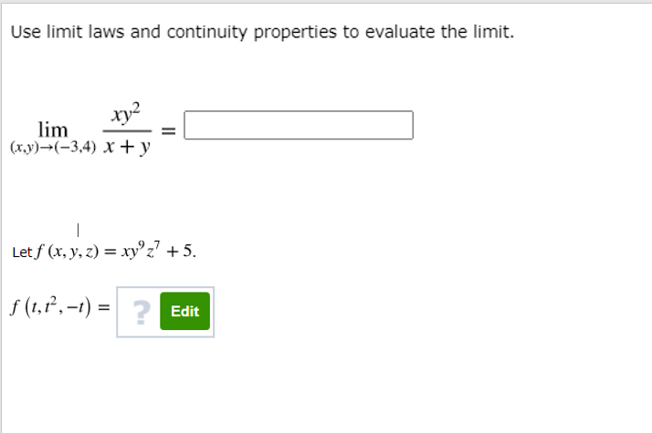 Solved Use limit laws and continuity properties to evaluate | Chegg.com