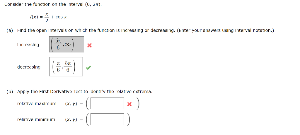 Solved consider the function on the interval (0, 2π). f(x) = | Chegg.com