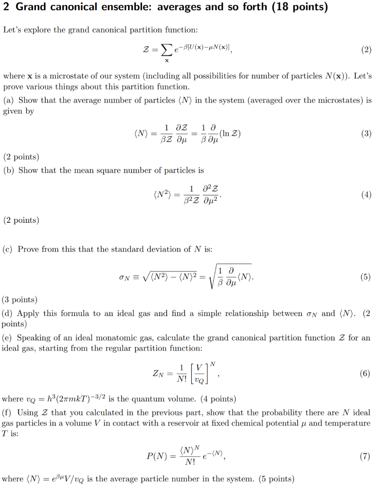 Solved 2 Grand canonical ensemble: averages and so forth (18 | Chegg.com