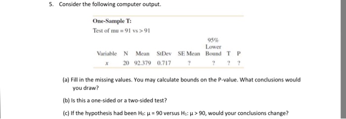 Solved Consider the following computer output. (a) Fill in | Chegg.com