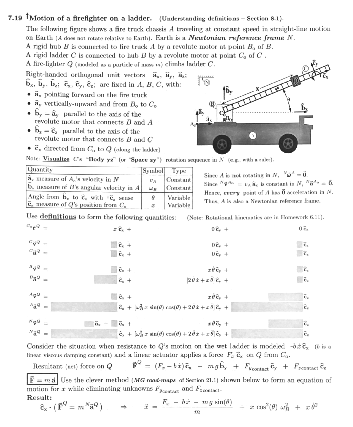 Solved 7.19 Motion of a firefighter on a ladder. | Chegg.com