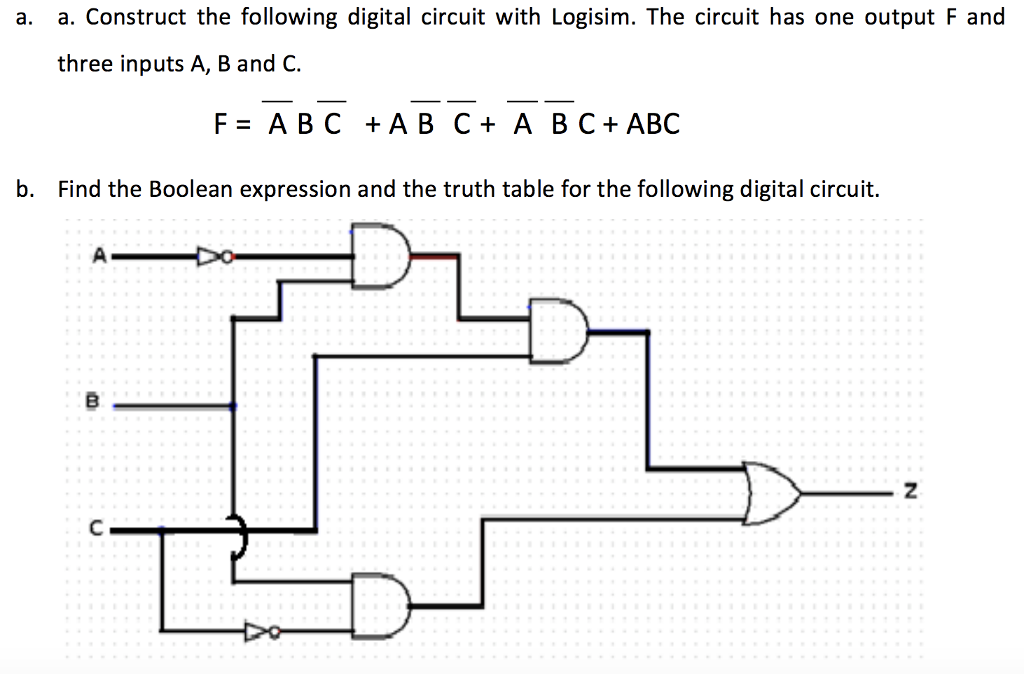 Solved a. a. Construct the following digital circuit with | Chegg.com
