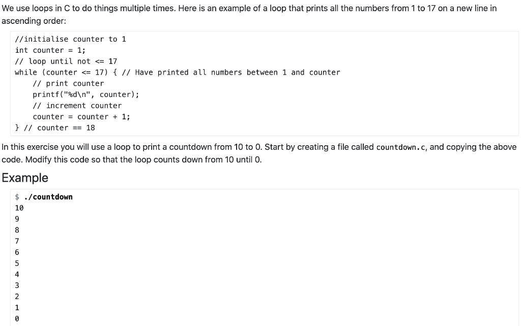 Solved We Use Loops In C To Do Things Multiple Times Here Chegg