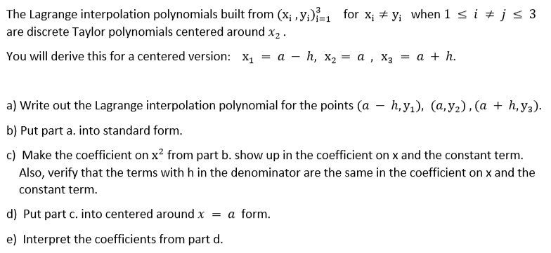 Solved The Lagrange interpolation polynomials built from (X; | Chegg.com