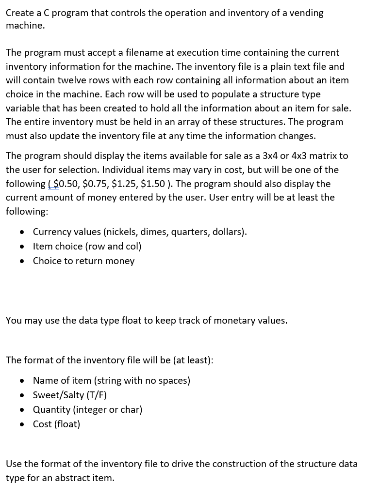 Solved Create a C program that controls the operation and | Chegg.com