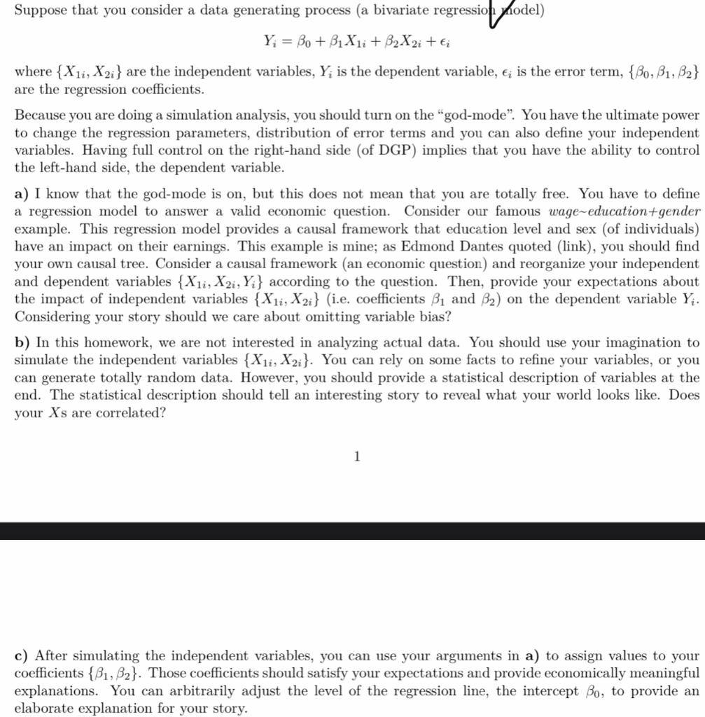 Suppose that you consider a data generating process | Chegg.com