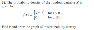 Solved 24. The probability density of the random variable Z | Chegg.com