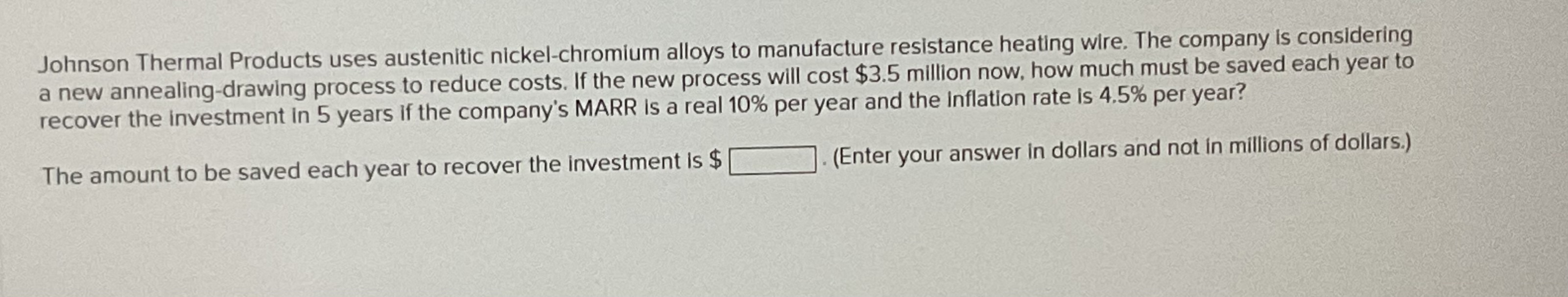 Solved Johnson Thermal Products uses austenitic | Chegg.com