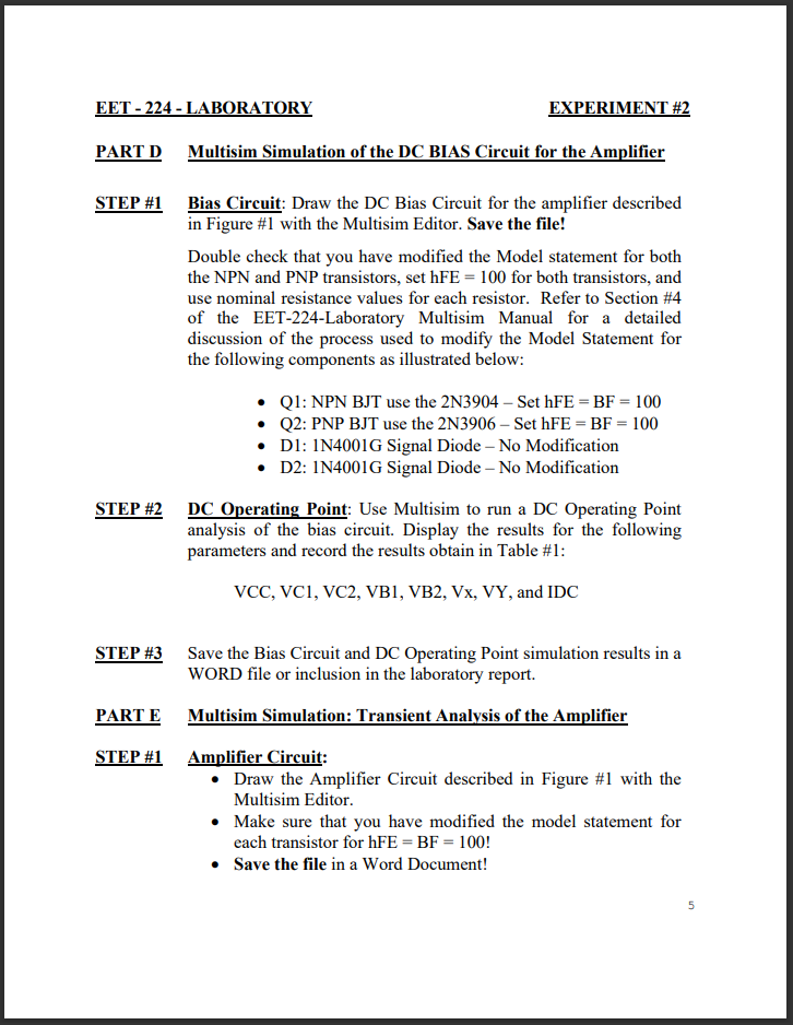 EET - 224 - LABORATORY EXPERIMENT #2 Capacitor | Chegg.com