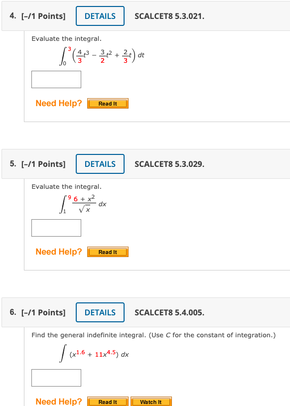 Solved 1. [-/1 Points) DETAILS SCALCET8 5.3.007. Use Part 1 | Chegg.com