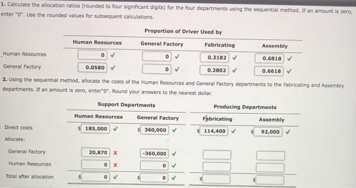 Solved Sequential Step Method Of Support Department Cost