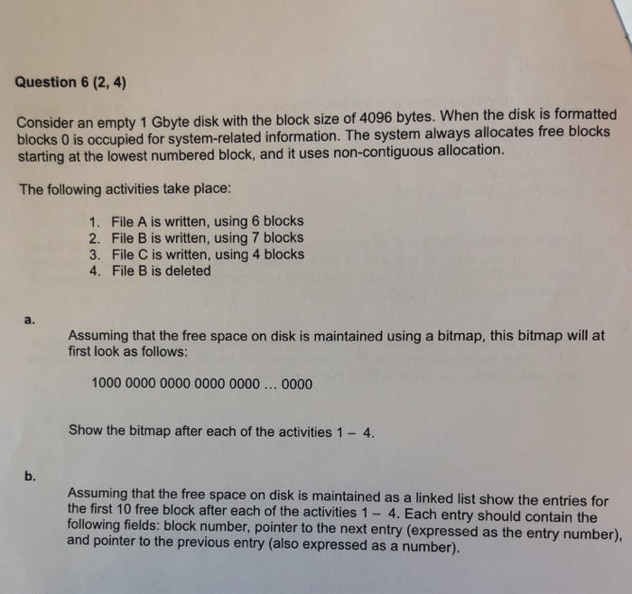 Solved Consider an empty 1 Gbyte disk with the block size of | Chegg.com