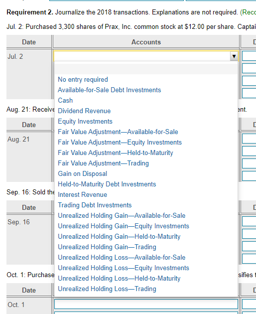 Solved More Info - X 2018 Purchased 3,300 shares of Prax, | Chegg.com