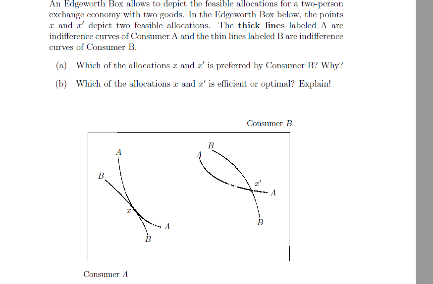 Solved An Edgeworth Box allows to depict the feasible | Chegg.com