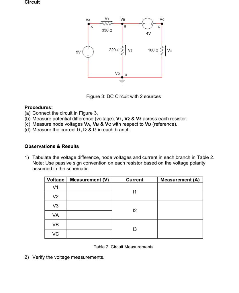 Solved Circuit VA V1 VB Vc А B с 330 Ω 4V 220 Ω V2 100 5V lv | Chegg.com