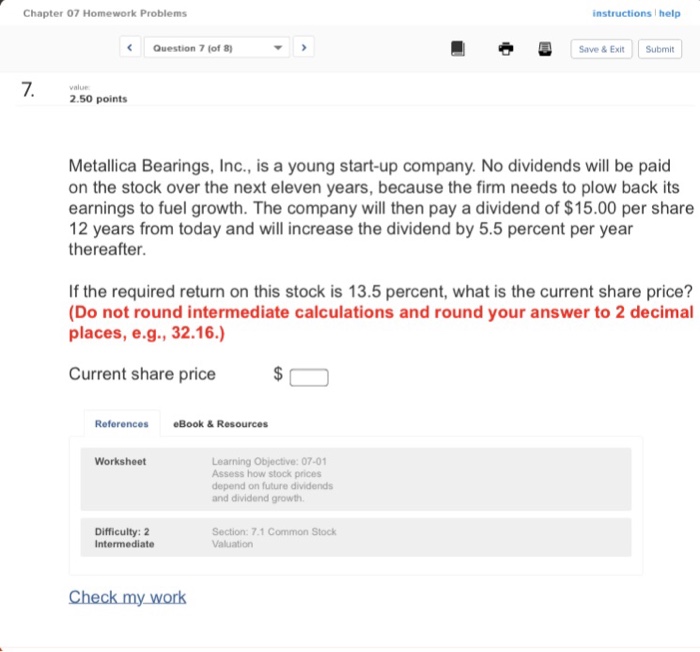 Solved Chapter 07 Homework Problems instructions help | Chegg.com