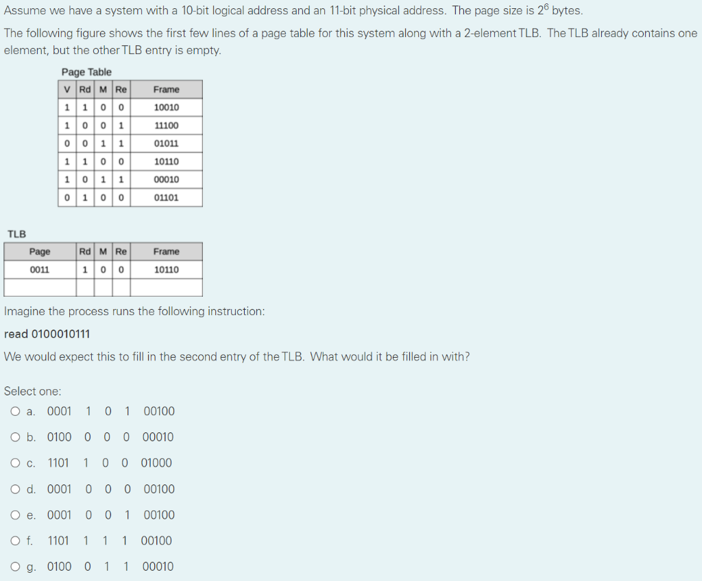 Solved Assume we have a system with a 10-bit logical address | Chegg.com