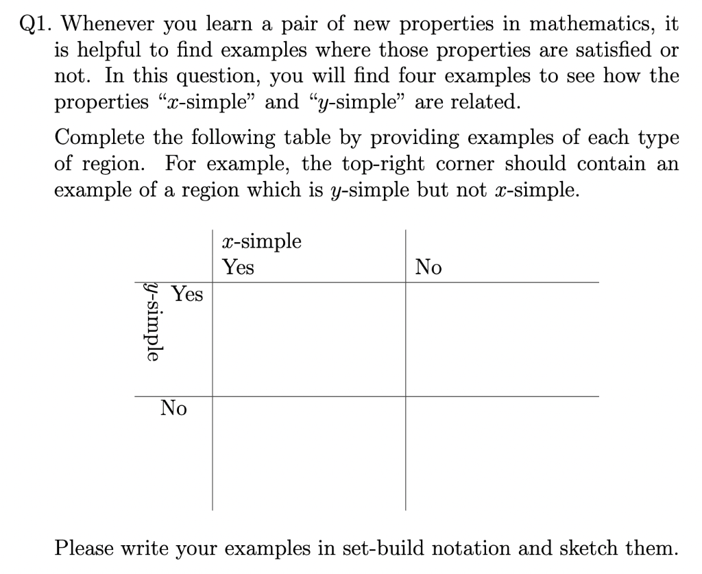 Q1. Whenever you learn a pair of new properties in | Chegg.com