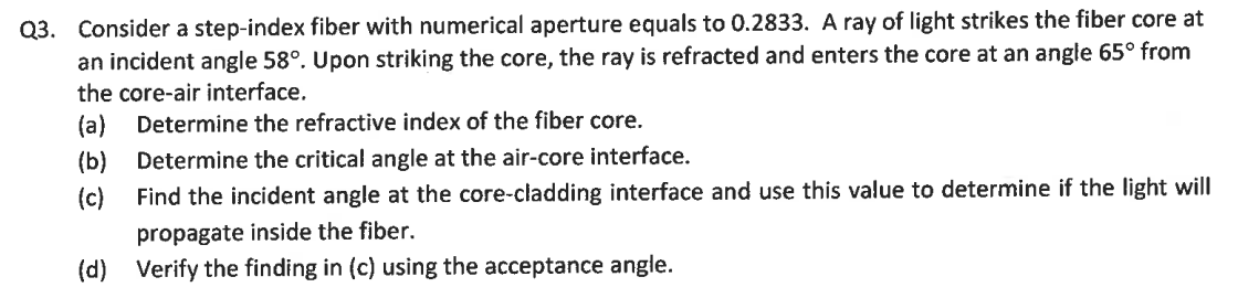 Solved 23. Consider a step-index fiber with numerical | Chegg.com