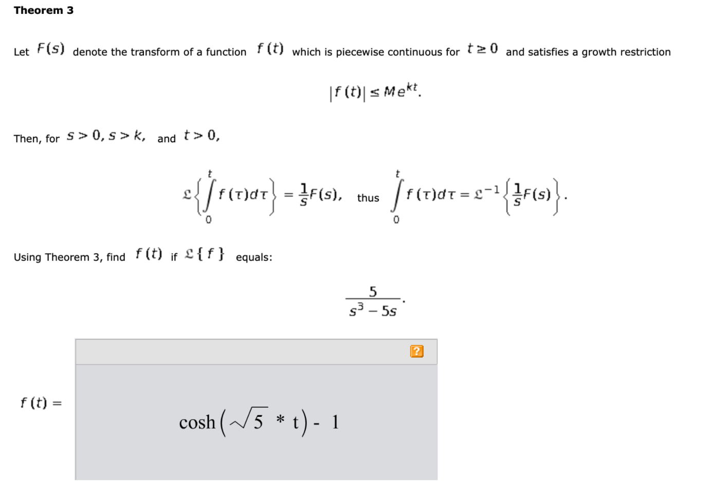 Solved Theorem 3 Let F(s) denote the transform of a function | Chegg.com